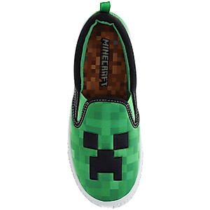 Minecraft Boys' Slip-On Shoes for Big Kids, Sport Skate Shoe Casual, Green, Size 3