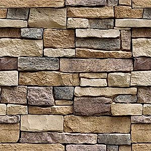 Yancorp 10ft Peel and Stick Wallpaper Stone Brick Contact Paper Waterproof Wall Paper Self-Adhesive Backsplash Decorative Wallpaper Wall Covering