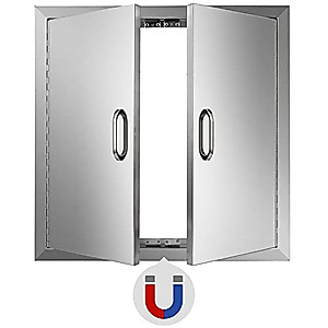 JOMWECL BBQ Access Door, Inch Grill Double Door, Brushed Stainless Steel Outdoor Kitchen Doors for BBQ Island Grilling Station (24*24)