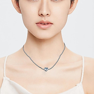 EHEG March Birthstone 003 Charms Love Heart Openwork Bead Charm for Bracelets and Necklaces 925 Sterling Silver with 5A Cubic Zirconia,Jewelry Christmas Gifts Women