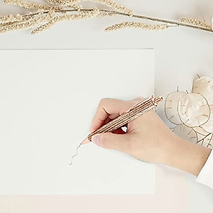 HOCE 3 Pcs Rhinestone Bling Metal Ballpoint Pens 0.7 mm, Black Ink, Gift Pens for Christmas Bridesmaid Wedding Birthday, Rose Gold