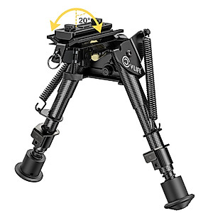 CVLIFE 6-9 Inches Carbon Fiber Rifle Bipod, Pivot Tilting Bipods for Rifles with Adapter Compatible with Mlok Swivel Bipod for Hunting and Shooting