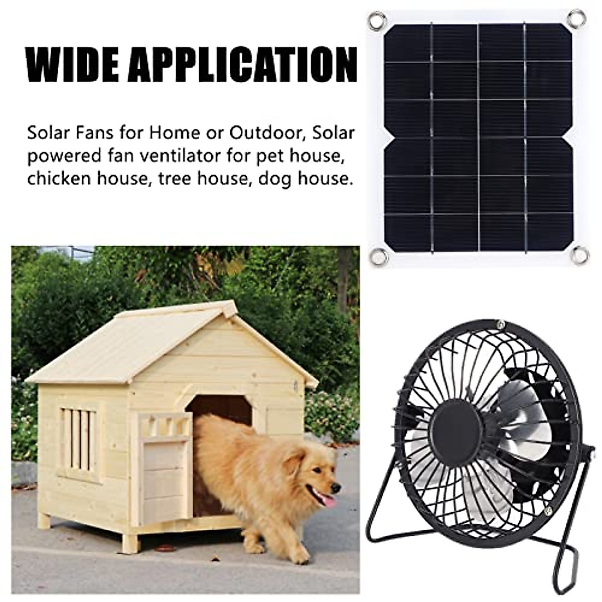 Oreilet 10W Solar Panel Powered Fan, RVs Outdoor Breeding Solar Powered Fan Ventilator, Waterproof Solar Energy Cooling Fan with 4 x Suction Cup, Photovoltaic Solar Panel for Chicken Pet House