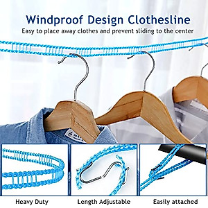 3 Pack Clothesline Adjustable Nylon Windproof Clothes Drying Rope, 5m/16.4ft Durable Camping Clothesline Portable Clothes Drying Line Indoor Outdoor Laundry Storage for Travel Home Use