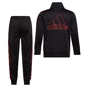 adidas boys 2 Piece Classic Tricot Set Track Pants, Black With Scarlet, 9 Months US