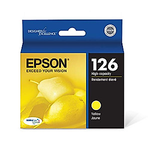 Epson T126120-D2 DURABrite Ultra Black Dual Pack High Capacity Cartridge Ink & T126 DURABrite Ultra Ink Standard Capacity Yellow Cartridge (T126420-S) for Select Stylus and Workforce Printers