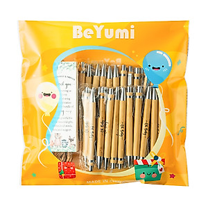 BeYumi Woodland Baby Shower Gifts - 101Pcs Woodland Safari Baby Shower Gifts for Guest Greenery Woodland Baby Shower Favors Retractable Baby Shower Bamboo Pens Greeting Card Bookmarks Souvenirs Prizes