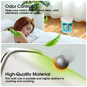 CEROELDA 3 Pack Bathroom Small Trash Can with Lid, 10L/2.6 Gal Slim Garbage Can with Press Top Lid, Plastic Wastebasket with Pop-up Lid for Toilet, Office, Bedroom (Muti 1, 3 Pack)