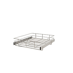 Pull Out Cabinet Organizer - Slide Out Under Cabinet Basket for Kitchen, Bathroom, Pantry Heavy Duty Slide Out Shelves, Requires At Least 24” Cabinet Opening (23.6W x 22D x 5.5H inch, Chrome)