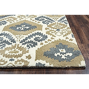 Rizzy Home | GV8628 | Gillespie Avenue Collection | Wool/Viscose Area Rug | 8' x 10' | Ivory/Gray/Rust/Blue Ikat