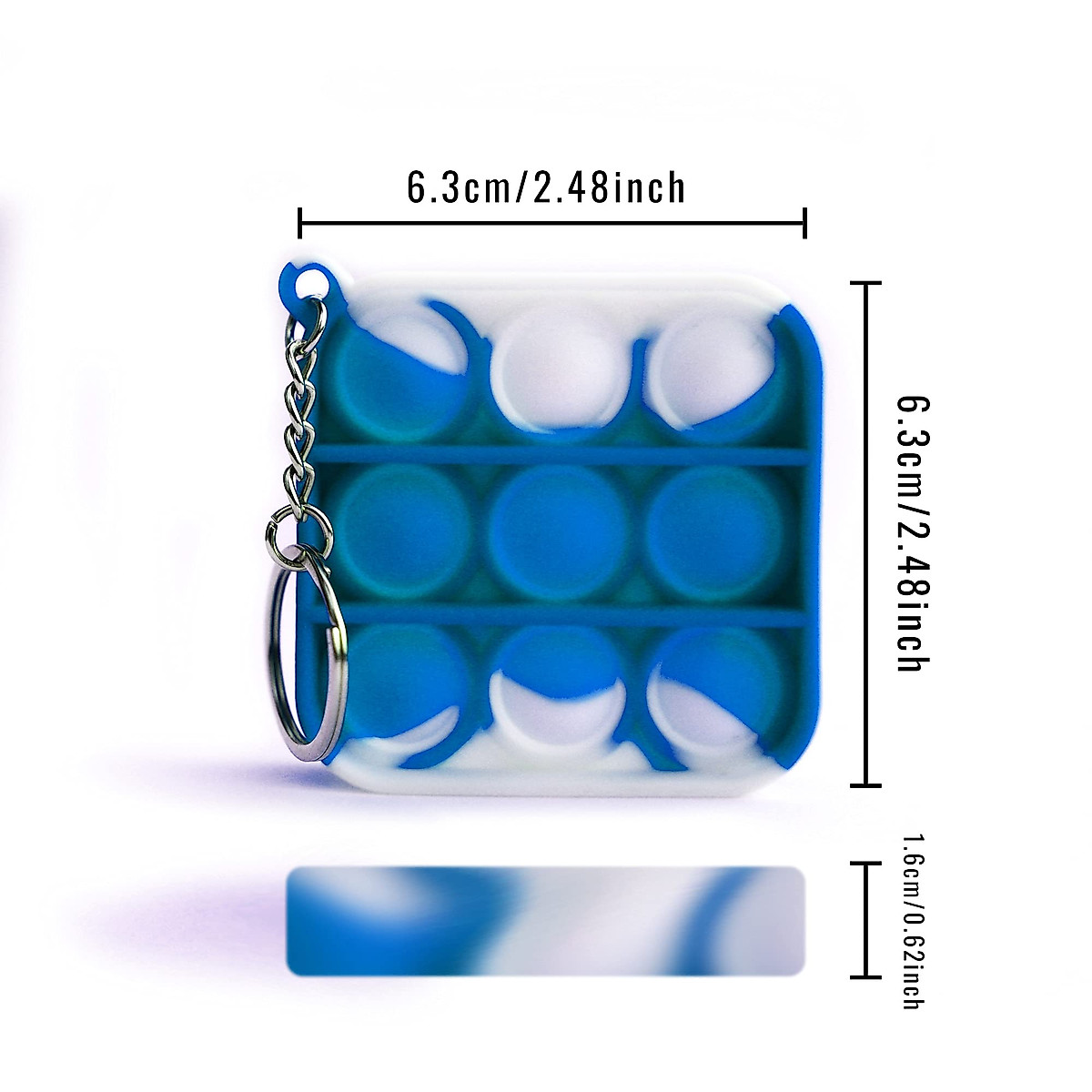 Pack of 3 Mini Pop it Keychain Fidget Toy, Stress Relief , Square Keychain Pop it, Mini pop Keychain, Anti Anxiety Toys for Kids and Adults Autism