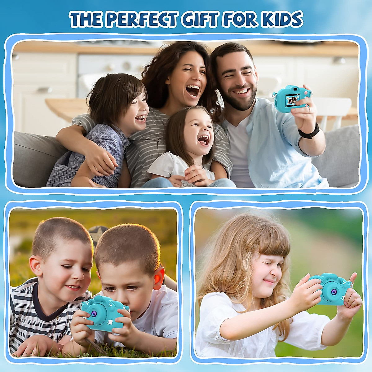 Bioyoak Kids Camera, Christmas Birthday Gift for Boys Age 3-9, HD Digital Video Cameras for Toddler with 1080P Video, Portable Toy for 3 4 5 6 7 8 9 Year Old Boys Girls with 32GB SD Card