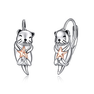 ONEFINITY Otter Gifts for Women Sterling Silver Otter Earrings Sea Otter Jewelry