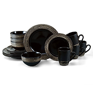 Pfaltzgraff Bryson 16 Piece Dinnerware Set, Service for 4, Black