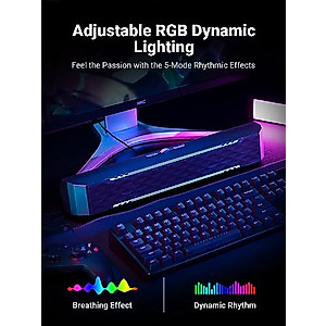 Fosi Audio C4 Computer Speakers, PC RGB Gaming Sound Bar Bluetooth Speaker for Desktop Monitor, Laptop, Console, Portable Wireless Soundbar with Rhythmic Lighting and Bass
