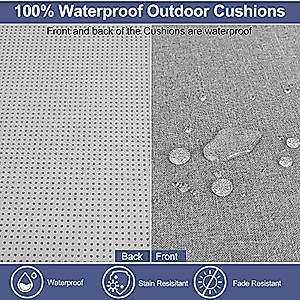 Justsafe Patio Chair Cushion Set, Waterproof Outdoor Seat Cushions for Patio Furniture, Non-Slip Washable Durable Garden Sofa Couch Pads with Adjustable Strap (2PCS, Grey)