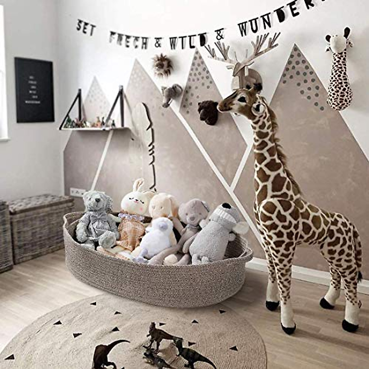 Baby Changing Basket - Moses Basket Changing Table Topper and Thick Foam Pad with Removable Cotton Mattress Cover, 100% Cotton Boho Nursery Decor with Storage Bag (BBYCHGBSKT01)