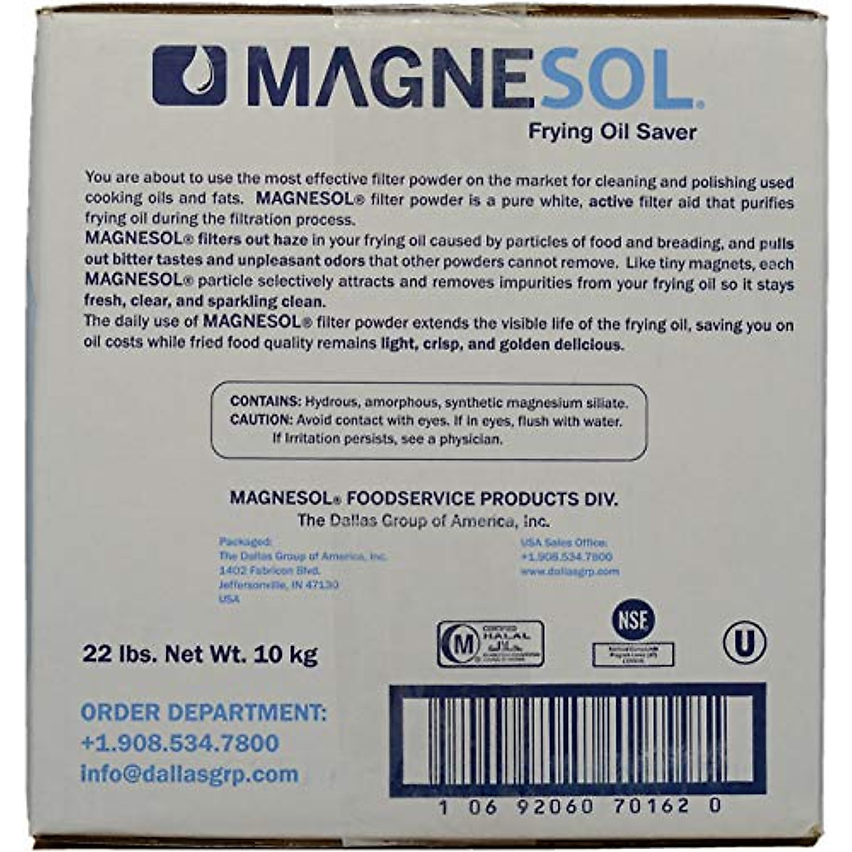 Magnesol Fryer Filter Powder | Dallas Group | Deep Fryer FryPowder | Save Fryer Oil, Extend Oil Life, Fry Oil Filtration, Variable Sizes (2x22lb)