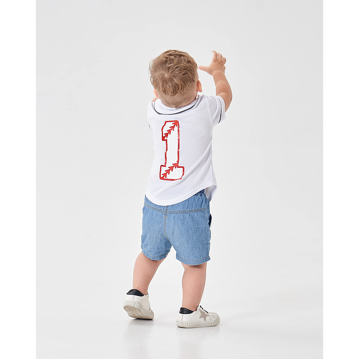 Toddler Baseball 1st Birthday Shirt Baby Boy Rookie of The Year One Year Old Gift V Neck Shirt Button Tee (White 1,12 Months,12 Months,US,Age,Toddler,Male)