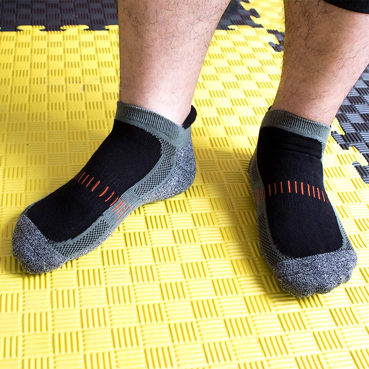 J.WMEET Mens Low Cut Ankle Athletic Socks Cotton Mesh Cushioned Running Ventilation Sports Tab Socks 5Pack