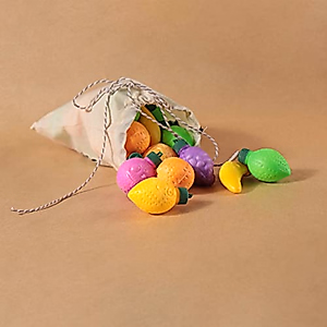 25 Fruit Shaped Fizzy Candy Powder, With Hanging Hole Caps for Decorative Stringing, Fun and Unique 90’s Retro Candy, Gluten Free & Nut Free, by 4YoreElves