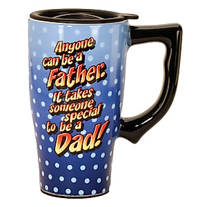 Spoontiques - Ceramic Travel Mugs - Anyone Can Be A Father Cup - Hot or Cold Beverages - Gift for Coffee Lovers