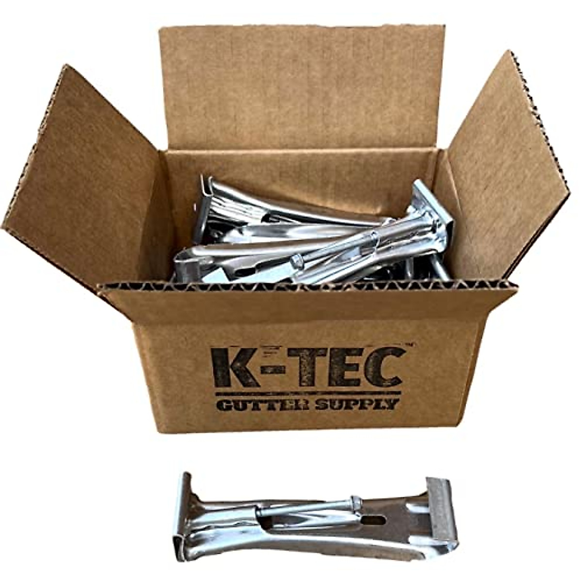 K-TEC- 5 Inch Gutter Hangers (10 Pack) Hidden Hanger with Quick Pre-Inserted Screw K-Style Rain Gutter Mounting Support Fastener Bracket for House.