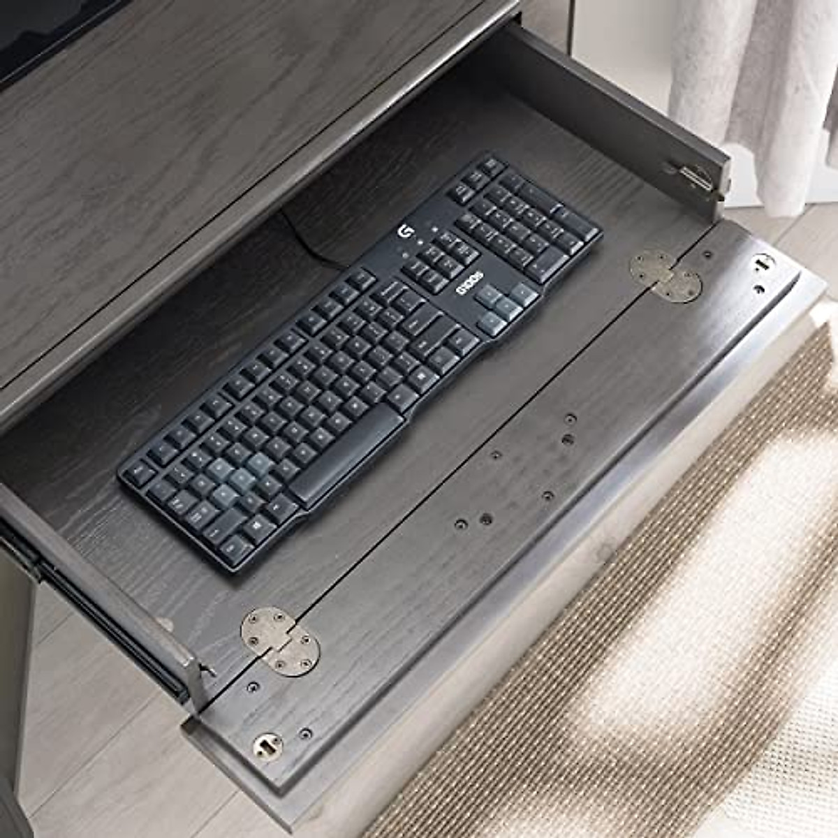 Leick Home Chisel & Forge Corner Computer Desk, Smoke Gray/Matte Black