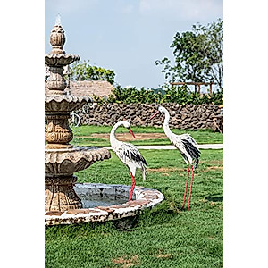 TERESA'S COLLECTIONS 3D Heron Garden Statues Sculptures Yard Decor Outdoor, 38-45 Inch Large Crane Statues Decoy, Bird Metal Yard Art Lawn Ornaments for Pond Patio Backyard Decorations Set of 2