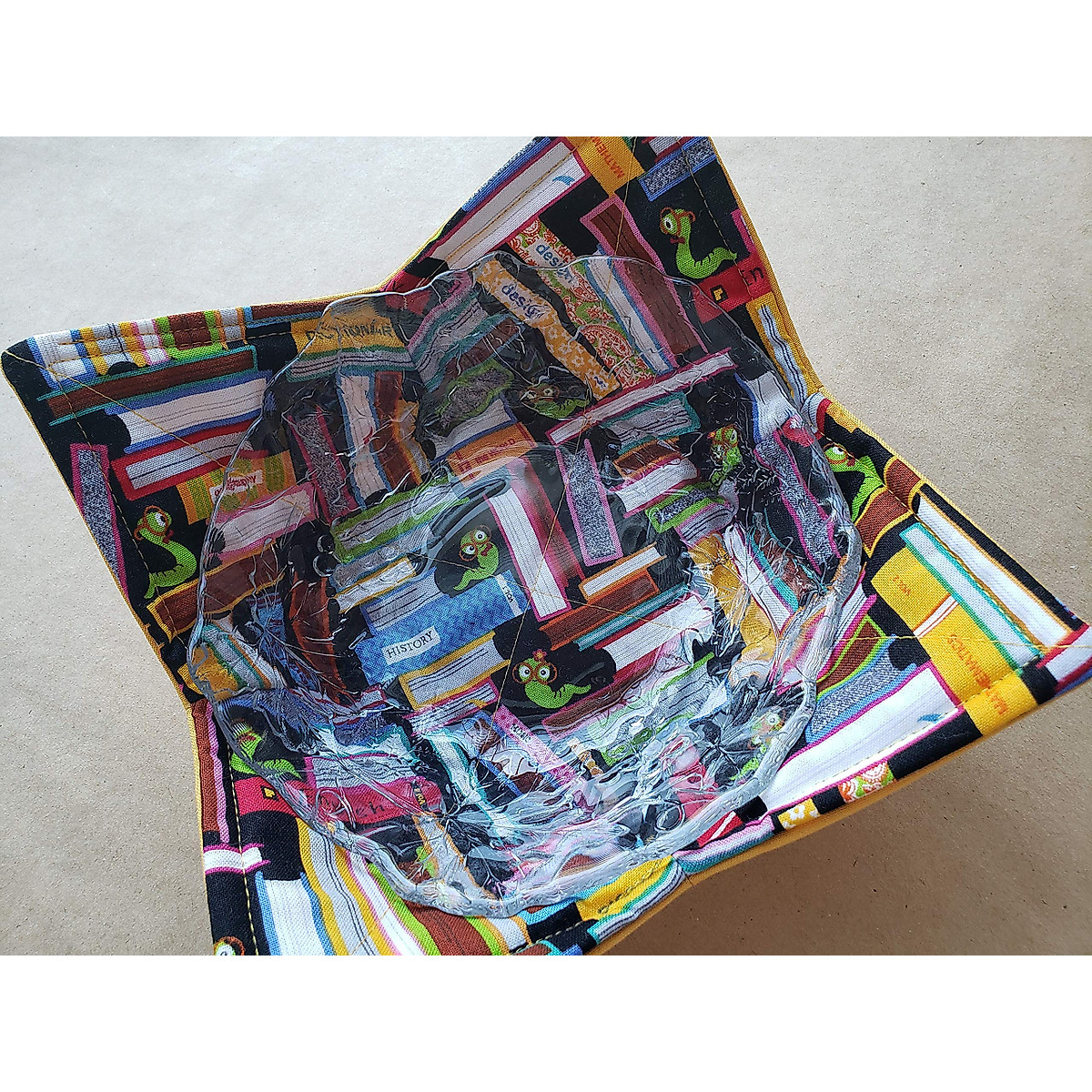 Bookworm Microwave Bowl Cozy Books Library Librarian Bibliophile Reversible Microwave Soup Bowl Holder Handmade Housewarming Hostess Gifts Under 10