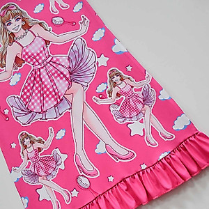 MSSmile-FANKID Girls Bar-Bie Costume Pink Bar-Bie Dress Girls home wear casual dress (4-5Year/120cm,Rose)