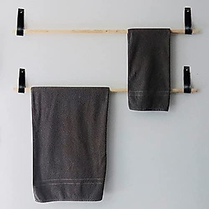 KT Leather Curtain Rod Holder 4 Pcs Leather Straps for Hanging Genuine Leather Straps Leather Hooks for Wall Towel Bathroom Kitchen Bedroom (Black)