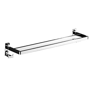 Wall Mounted Thick Towel Rail Extension Bathroom Pendant Bath Towel Shelves Towel Rack Double Rod 304 Stainless Steel Bathroom Towel Shelf Chrome Finish Bathroom Accessories