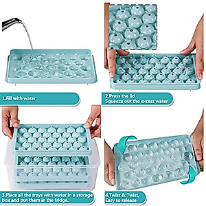 Round Ice Cube Trays - 3 Pack Round Ice Ball Maker Mold with Container Ice Cube Trays with Ice Bin Ice Scoop, for Ice Chilling, Cocktail, Juice, Coffee, Freezer