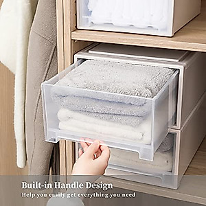 Yishyfier Stackable Plastic Storage Drawer Organizer with Clear Doors for Pantry,Bedroom,Closet,Desk,Home and Office De-Clutter,Store Under-Sink,Shoes and Crafts,Hallway,Entryway,Under Bed,2-Pack