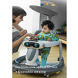 Rrunzfon Baby Walker U-Shaped Walker Prevent O-Legs Multifunctional Anti-Rollover Walker Suitable for More Than 6 Months 360-degree Silent Wheel Light and Music-Dan Hong 8
