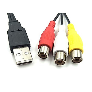 Halokny USB to 3 RCA Cable, 8 inch USB 2.0 A Female to 3RCA Male Audio Video Capture Card AV Composite Adapter Cable (USB M/3RCA F)