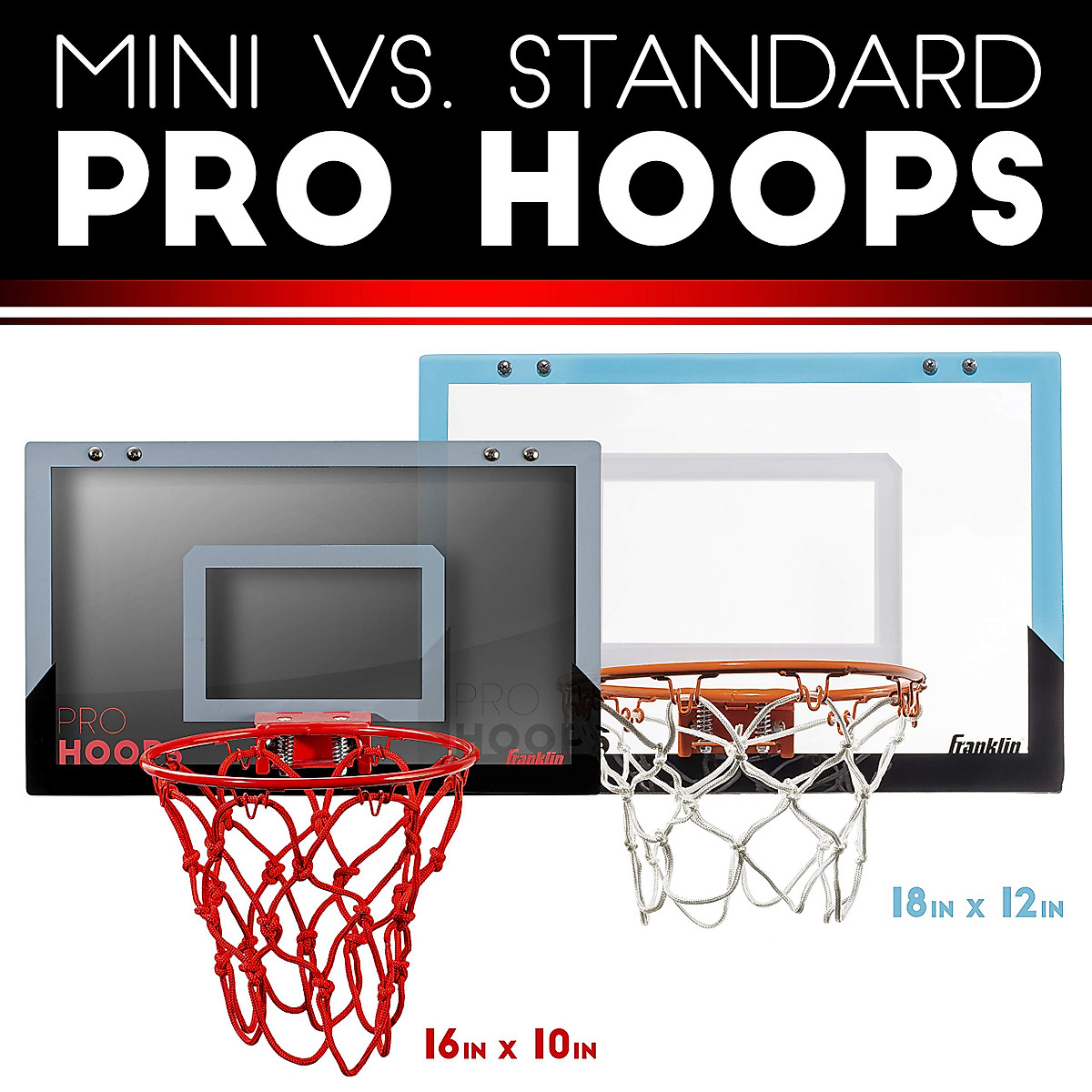 Franklin Sports Over The Door Mini Basketball Hoop - Pro Hoops Indoor Mini Hoop with Mini Basketball - Slam Dunk Approved Shatter Resistant Backboard - Bedroom + Office Mini Hoop + Ball - Small