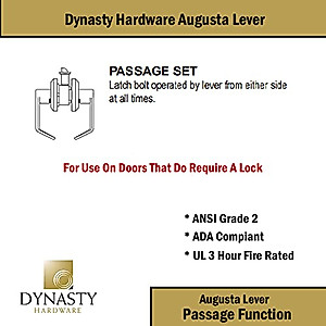 Dynasty Hardware AUG-30-26D Grade 2 Commercial Duty Passage Lever, ADA, Satin Chrome Finish