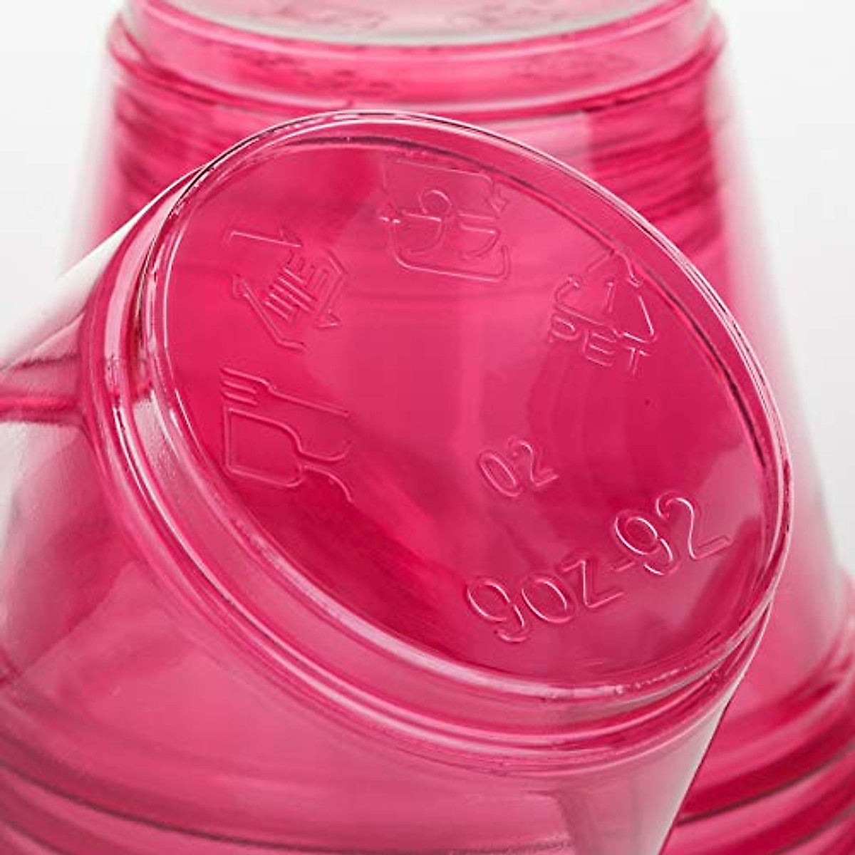 Golden Apple, 9oz-25sets Pink Red Plastic Cups with Clear Dome lids No Hole(25cups + 25lids)…