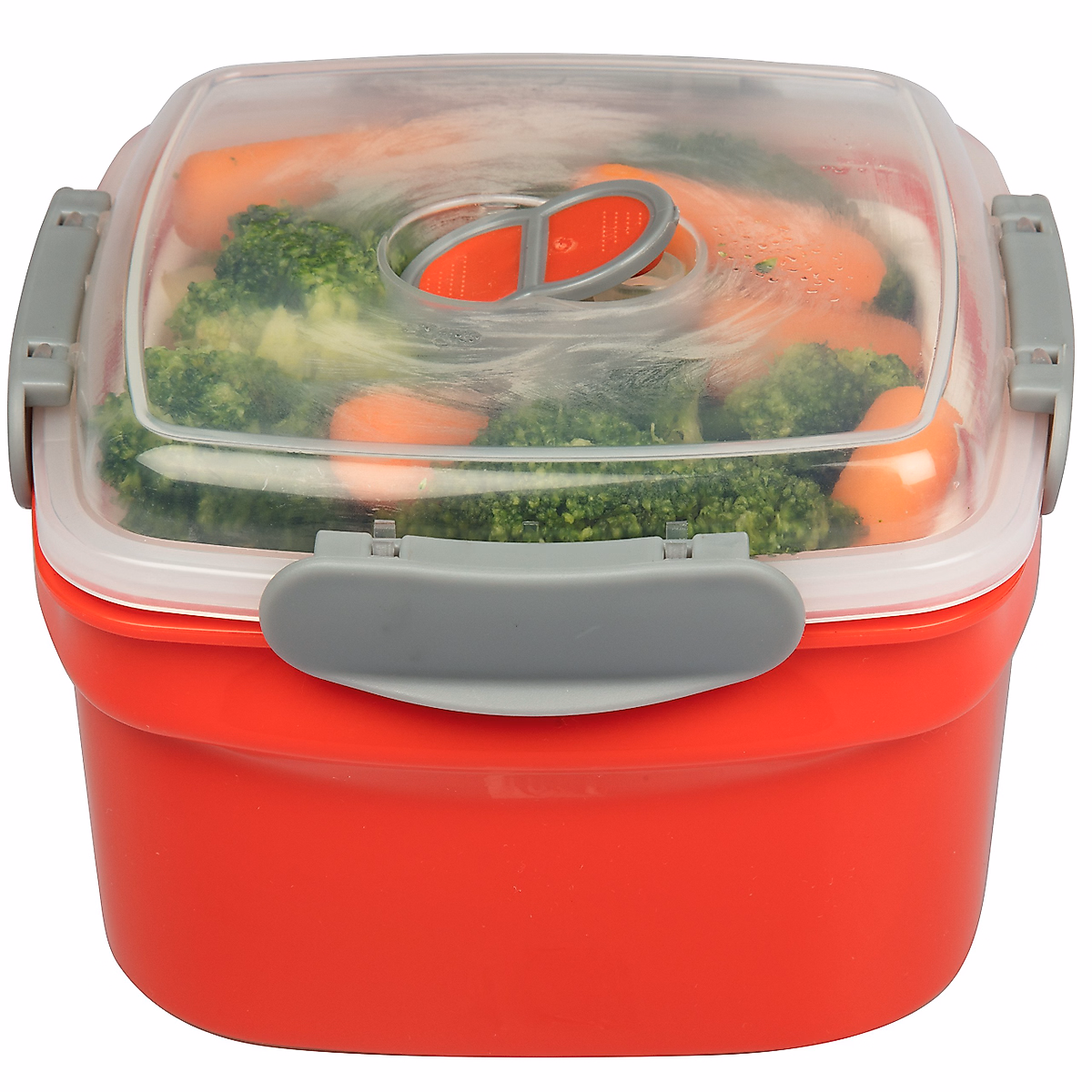 Microwave Cookware Steamer- 3 Piece Microwave Cooker w Food Container, Removable Strainer and Locking Steam Vent Lid- BPA Free, Fridge and Freezer Safe | 1.3 Liters, 6x6x4 Inches