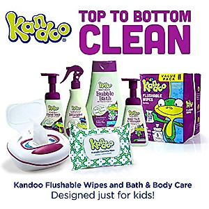 Kandoo Flushable Wipes for Baby and Kids, Unscented for Sensitive Skin, Hypoallergenic Potty Training Wet Cleansing Cloths, 50 Count, 10 Pack + Tub