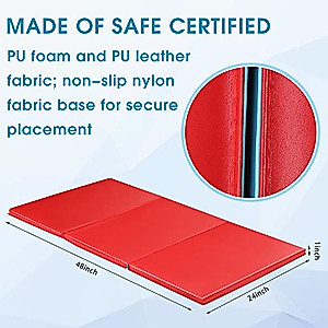 Handepo 6 Pcs Trifold Rest Mat Bulk 1 Inch Thick 3 Sections Portable Gymnastics Exercise Mats Classroom 3 Folding Rest Floor Mats Bulk Kids Rest Mats for School Daycare Travel Home, 48 x 24 Inches