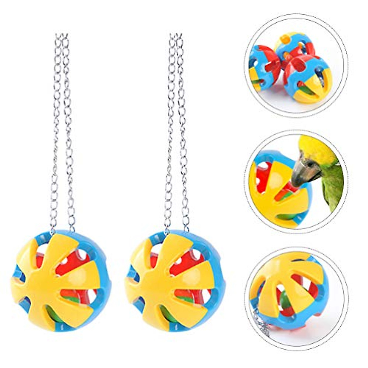 balacoo 2Pcs Bird Hanging Ball Chewing Treat Toy Cage Play Toy for Parrot Parakeet Cockatiel Conure