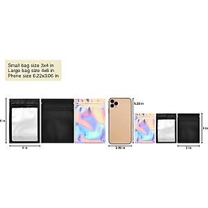 COLSEN 3 x 4 Inches 400 Pack (28 g or 1 oz) Smell Proof Mylar Resealable Foil Pouch Bags - Food Storage Airtight Multi Purpose Zipper Candy Bags for Small Business (Matte Black with Clear Window)