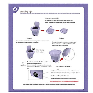 Meideli Portable Washing Machine - Foldable Mini Small Portable Washer Washing Machine with Drain Basket for Travelling, Camping, Apartment, Dorm (Purple)