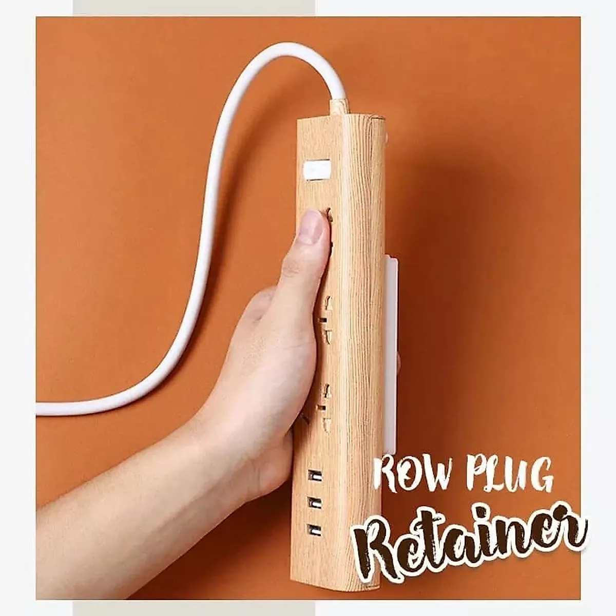 No Trace Self-Adhesive Row Plug Retainer Power Strip Fixator Self Adhesive Power Strip Holder Surge Protector Fixator Wall Mount Punch-Free for Kitchen Home and Office (4Pack)