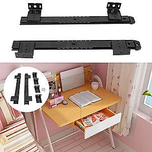 2Pcs Keyboard Slide, 14in Keyboard Drawer Slides Tray, Thickened Steel Desk Slide Computer Keyboard Rail Bracket, Ball Bearing Slides for Keyboard Tray