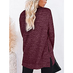 XIEERDUO Plus Size Sweatshirts For Women Oversized Sweaters Crewneck Tunic Tops Fuchsia 3XL