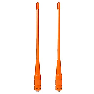 HYS SMA Female HT Antenna Dual Band VHF UHF 144/430Mhz Soft Whip Orange Antennas for WOUXUN KG-UVD1P KG-UV6D KG-659 Baofeng/Pufeng UV-5R 888S UV-82 DMR-6X2 DM-1701 (Pack of 2)